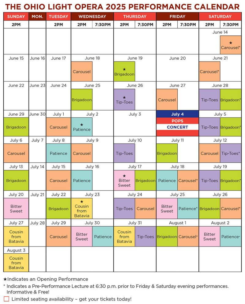 Calendar - The Ohio Light Opera
